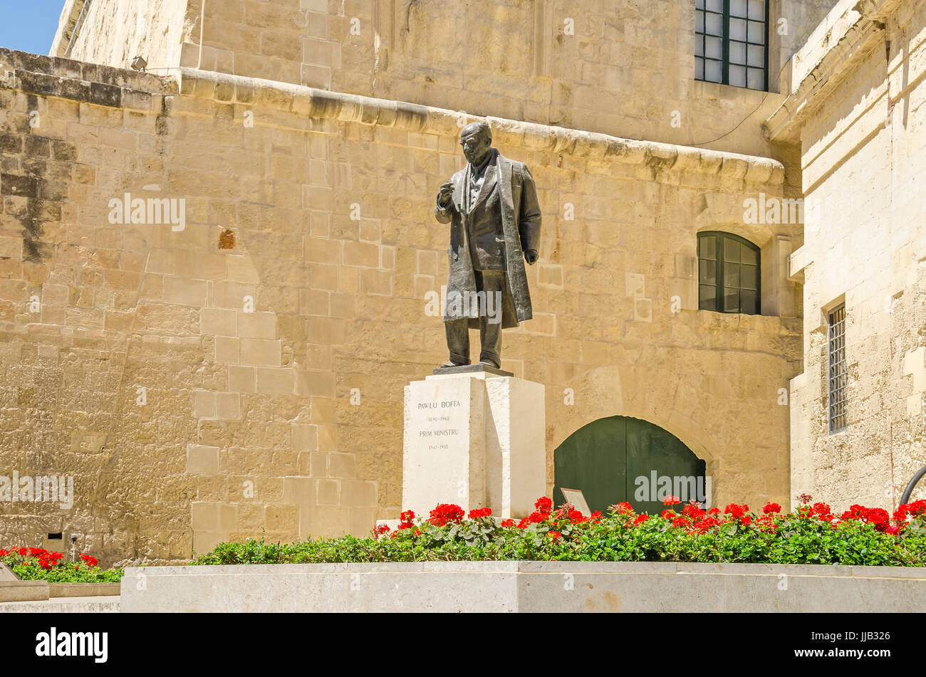 Statue of Prime Minister Paul Boffa, sculpted by Vincent Apap, at the ...