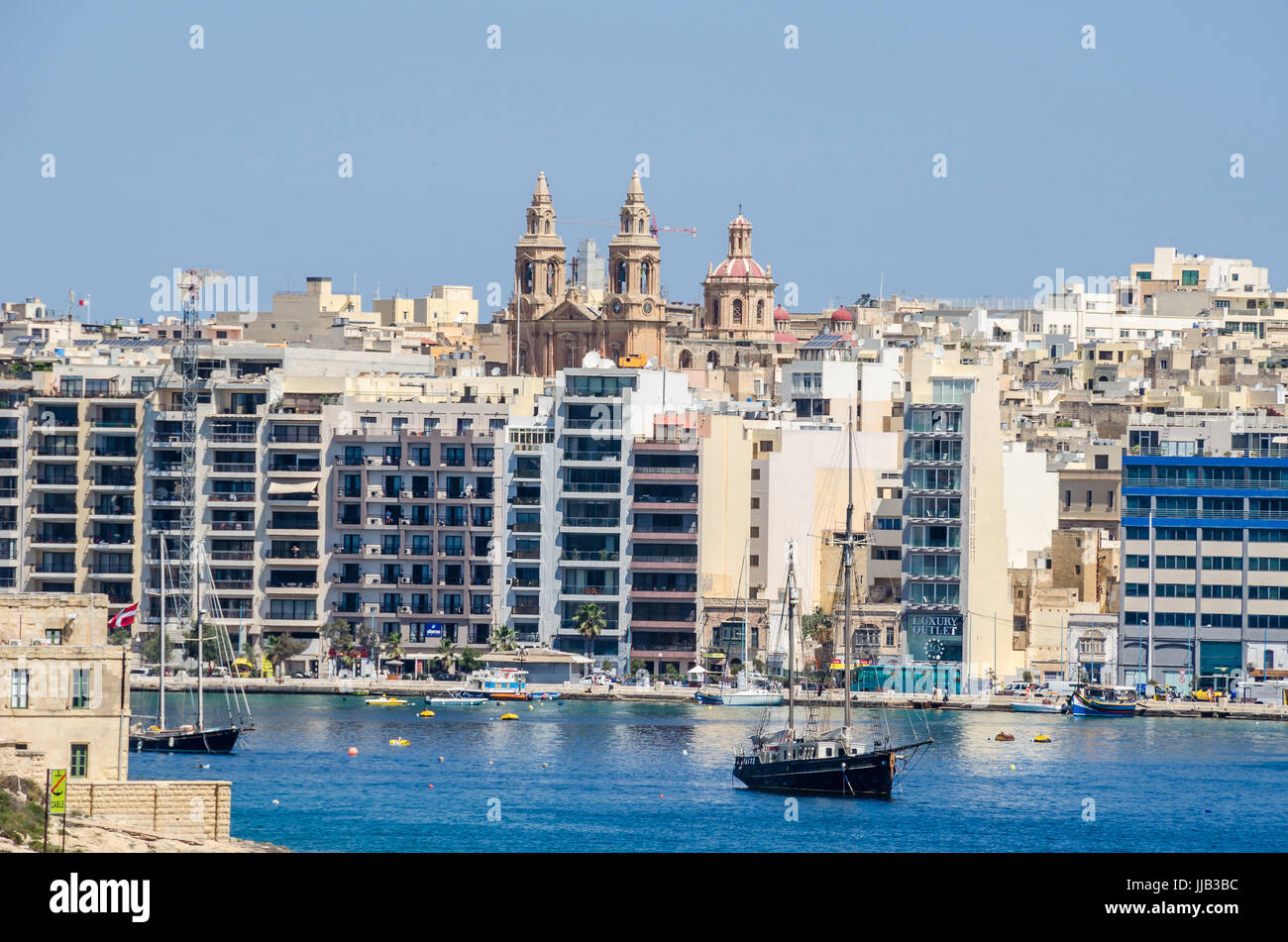 Sliema, Malta - June 4, 2017: Sliema Waterfront densely covered with ...