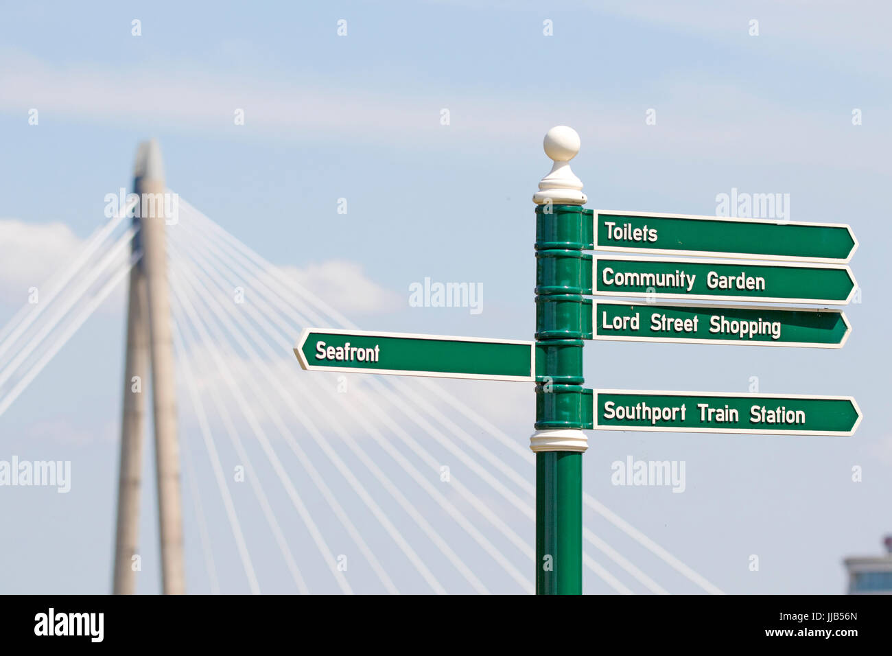 Fingerpost or waymarker giving directions to tourist attraction in ...