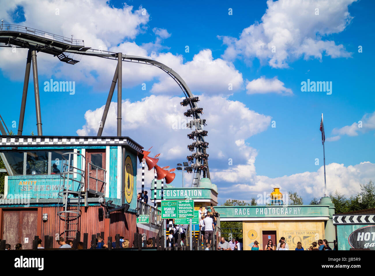 The Swarm roller coaster ride at Thorpe Park Theme Park, Surrey ...
