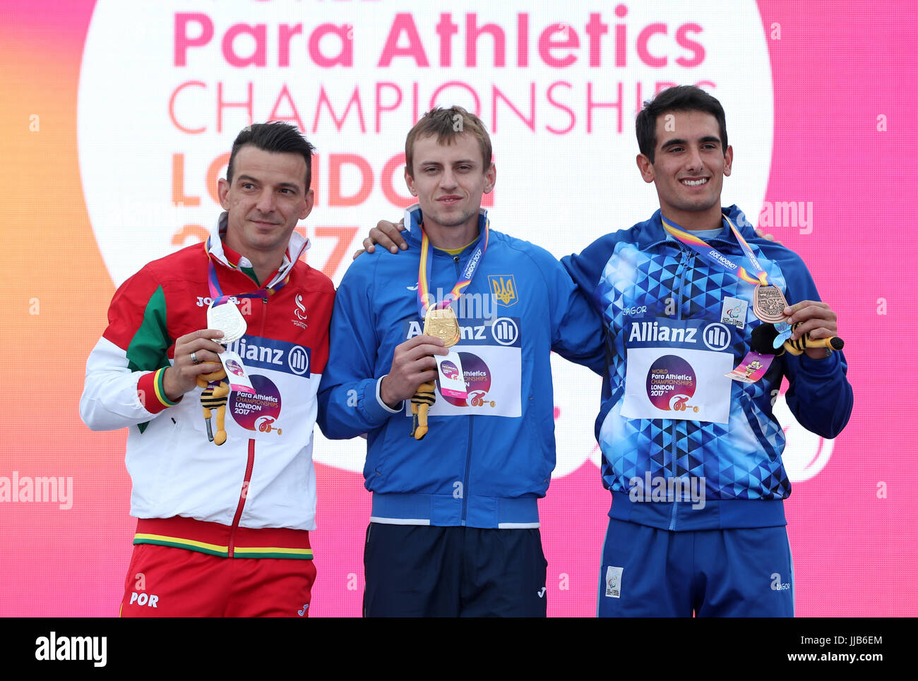 (left-right) Portugal's Lenine Cunha, Ukraine's Dmytro Prudnikov and Argentina's Alain Omar ...