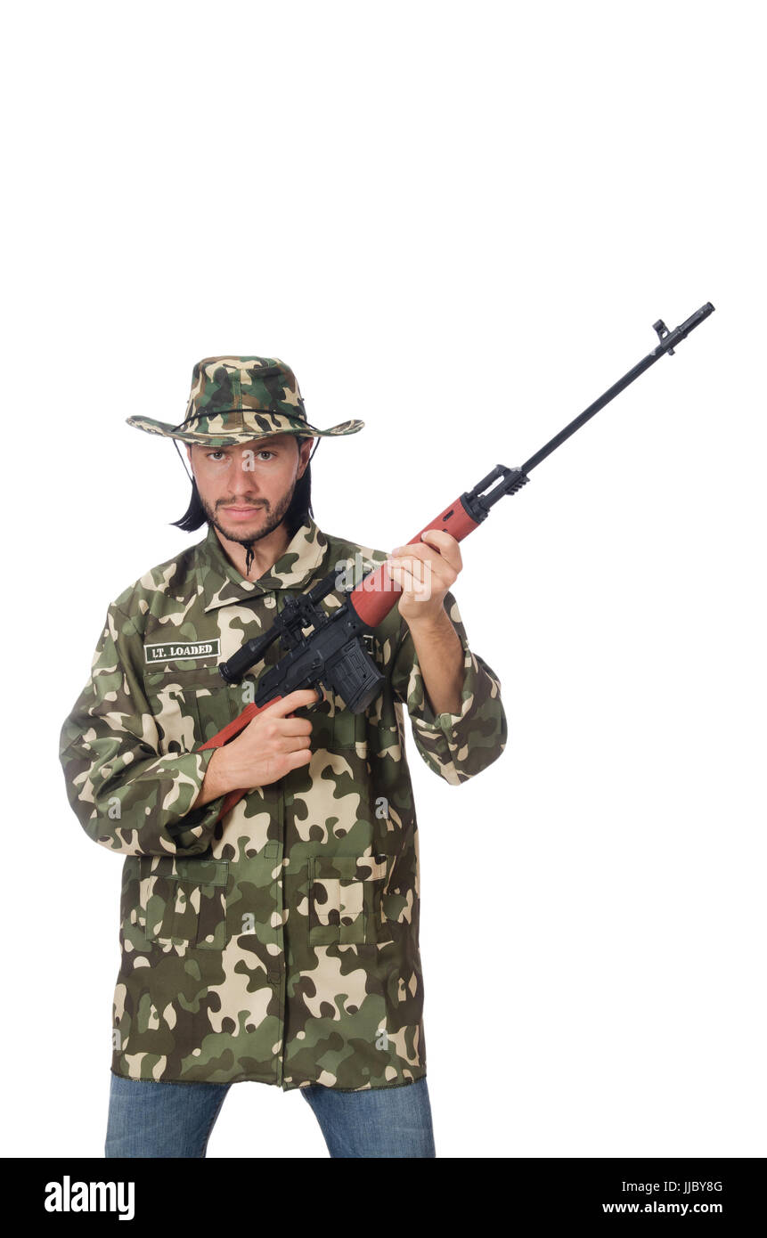 Army soldier action rifle holding military standing war hi-res stock ...