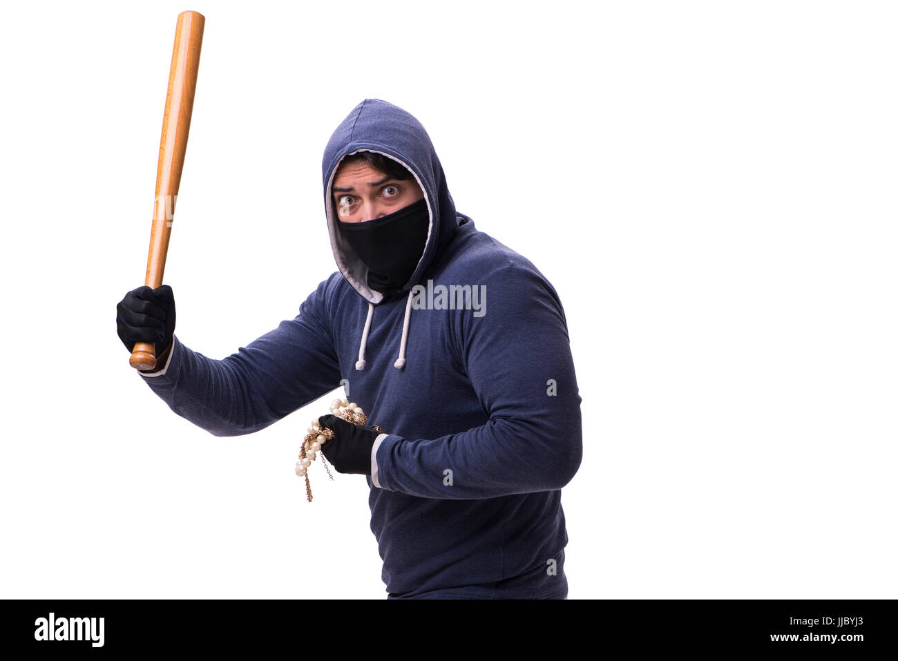 Young man hooligan with baseball bat isolated on white Stock Photo - Alamy