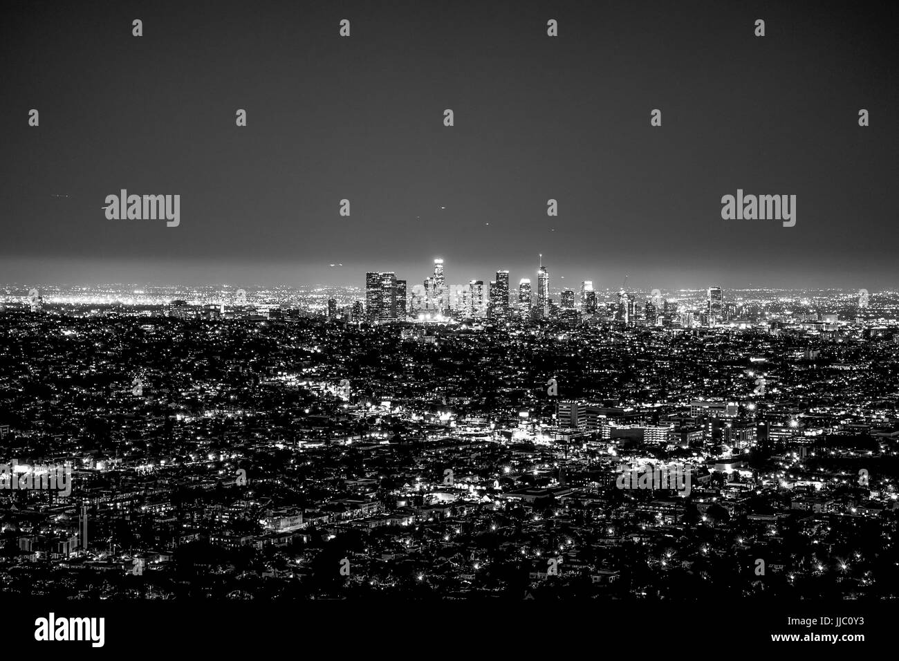 Amazing aerial view over Los Angeles by night Stock Photo - Alamy
