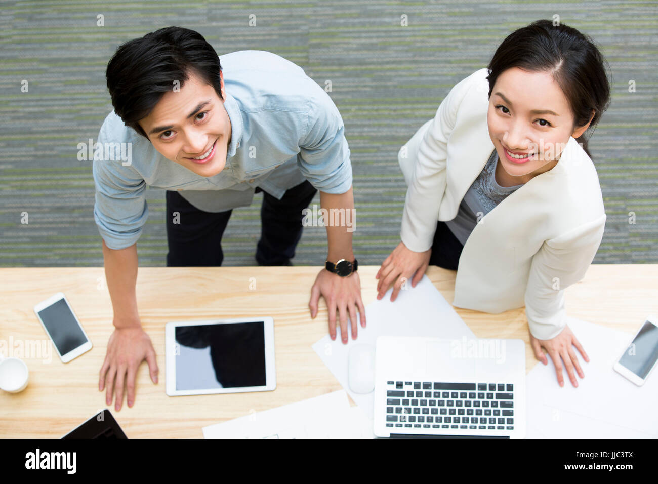 Overhead view of business people office Stock Photo - Alamy