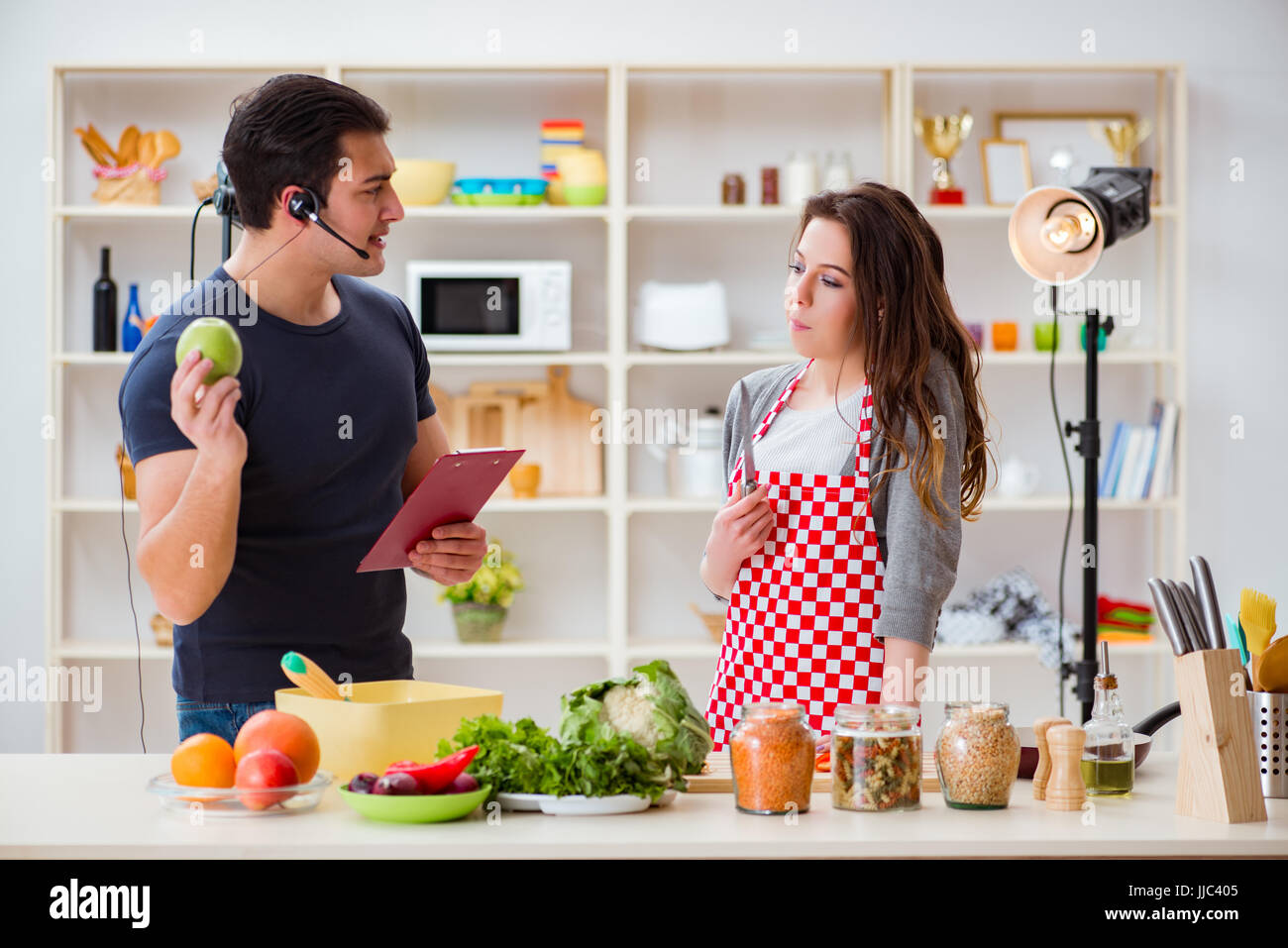 Food cooking tv show in the studio Stock Photo - Alamy