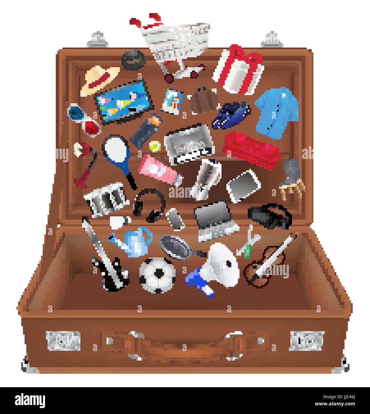 open suitcase bag with general shopping object Stock Vector Image & Art ...