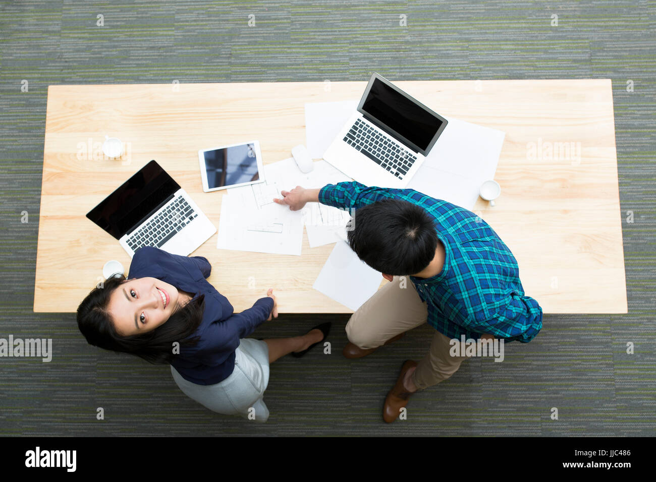 Overhead view of business people office Stock Photo - Alamy
