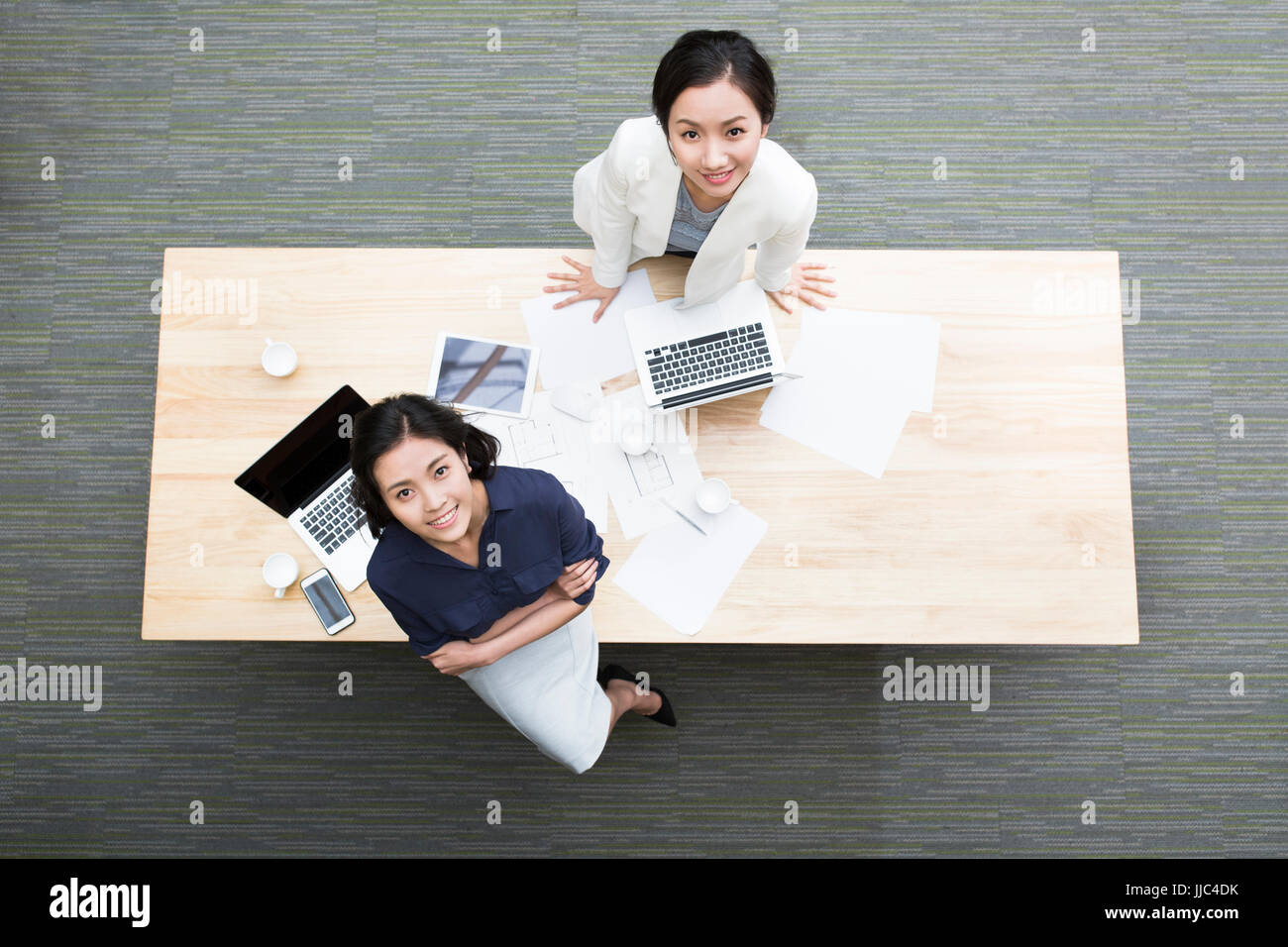 Overhead view of business people office Stock Photo - Alamy