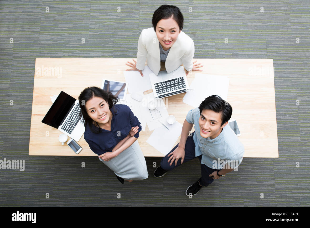 Overhead view of business people office Stock Photo - Alamy