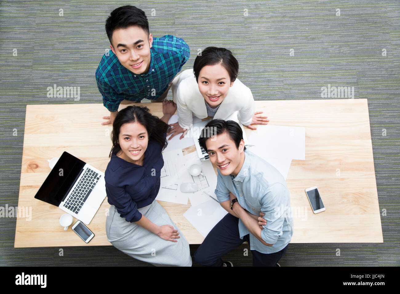 Overhead view of business people office Stock Photo - Alamy