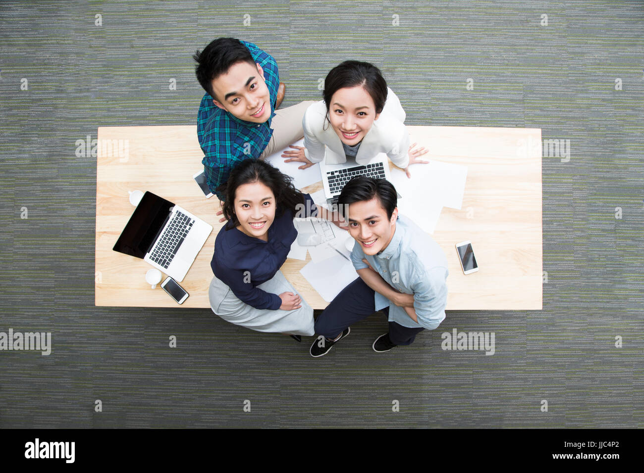 Overhead view of business people office Stock Photo - Alamy