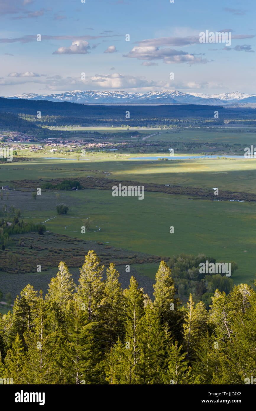 Teton Village and Moose-Wilson Road below an overlook along the ...