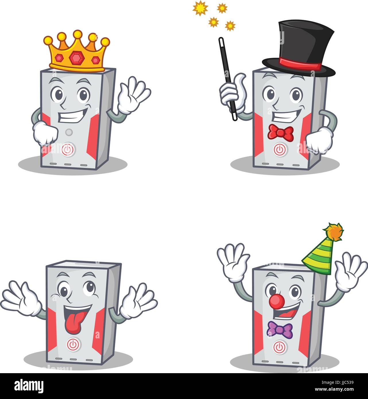Set of computer character with king magician crazy clown Stock Vector ...