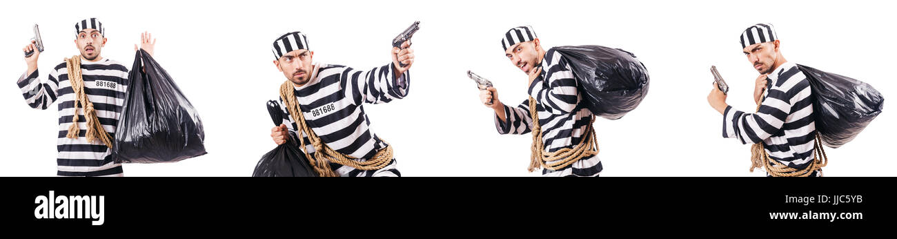 Convict criminal in striped uniform Stock Photo - Alamy