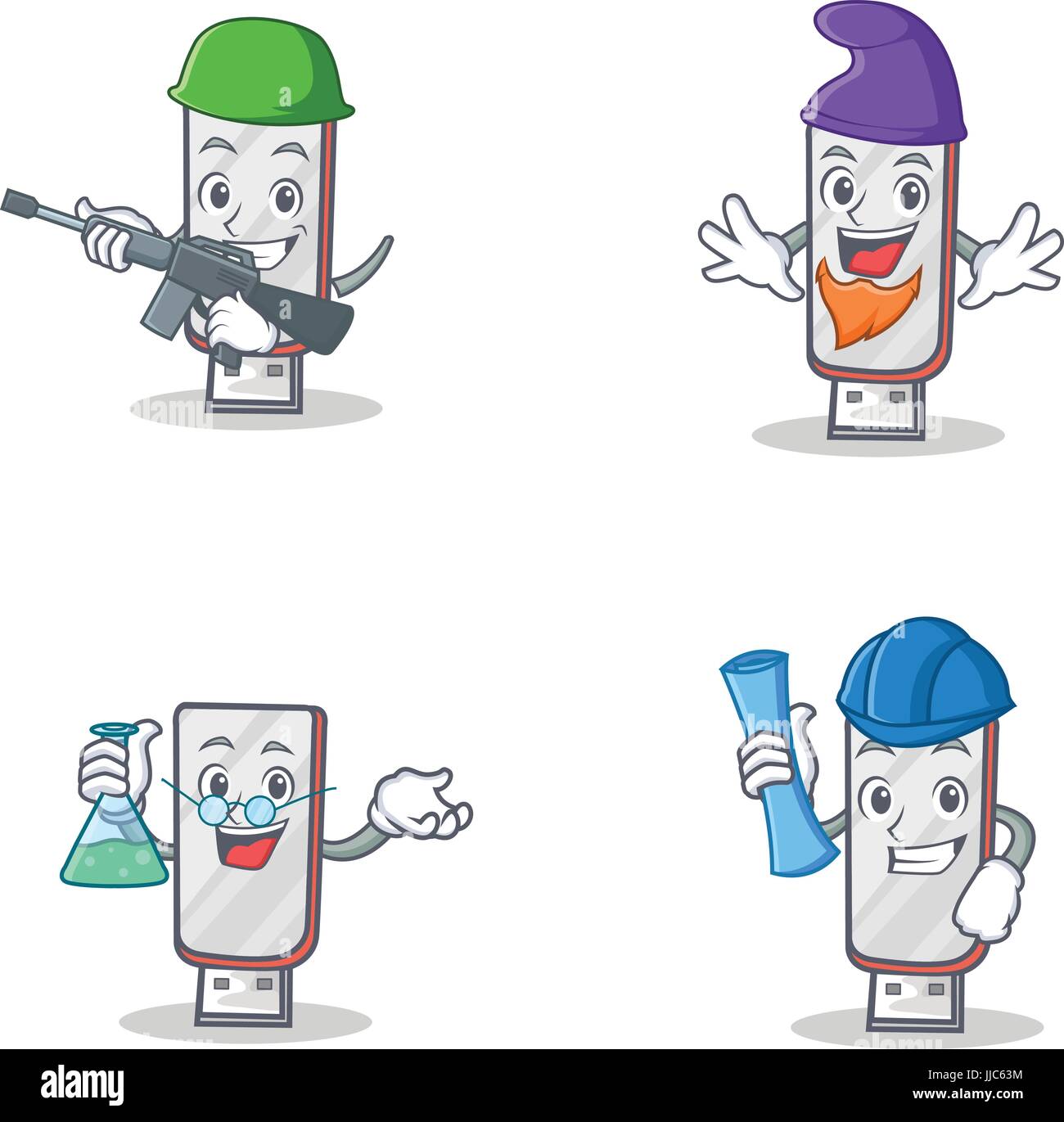 Set of flashdisk character with army elf professor architect Stock ...
