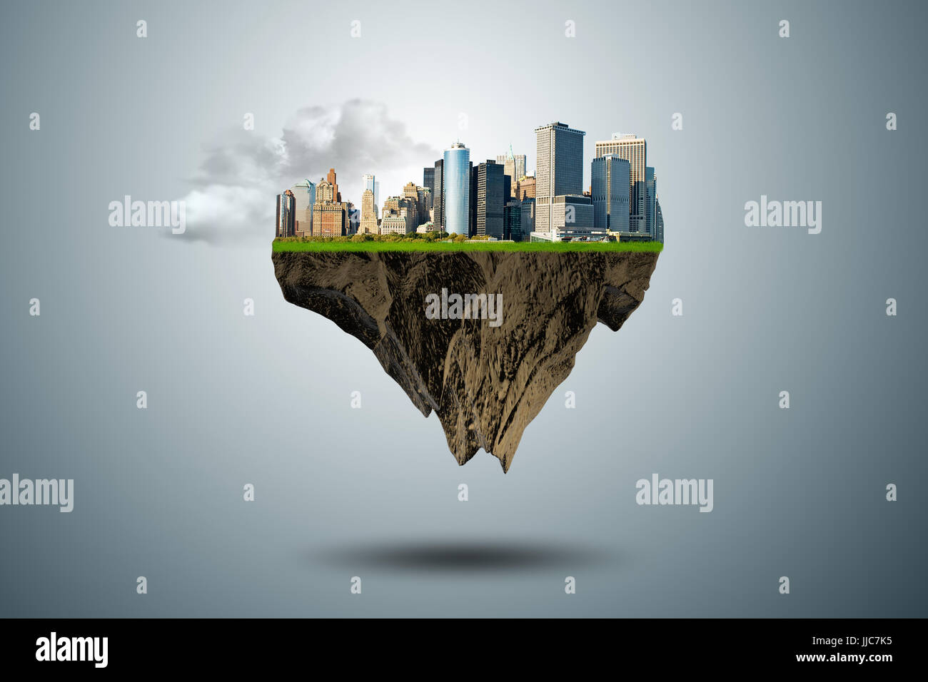 Floating city in urban planning concept - 3D rendering Stock Photo - Alamy