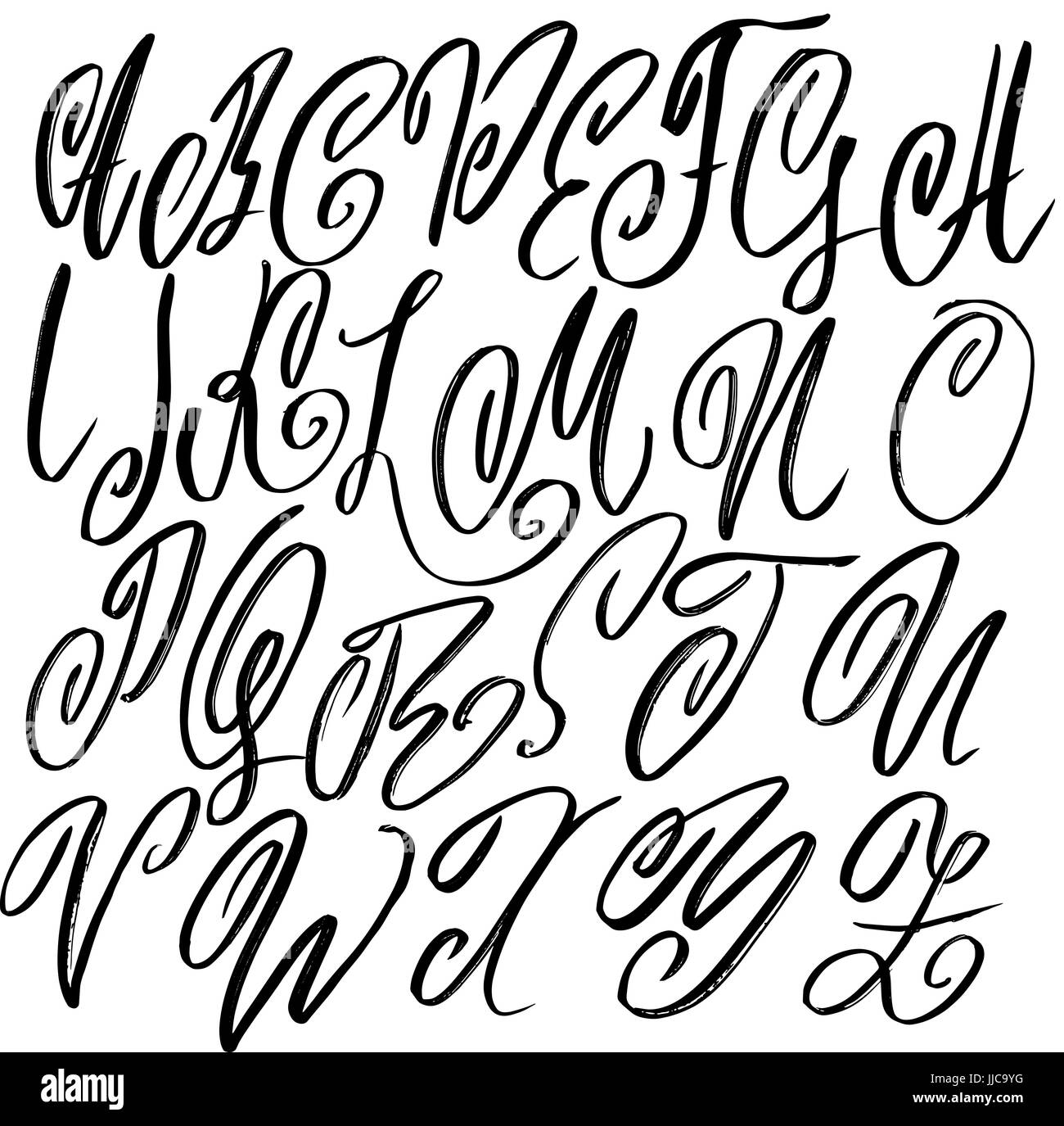 Hand drawn elegant calligraphy font. Modern brush lettering. Grunge ...