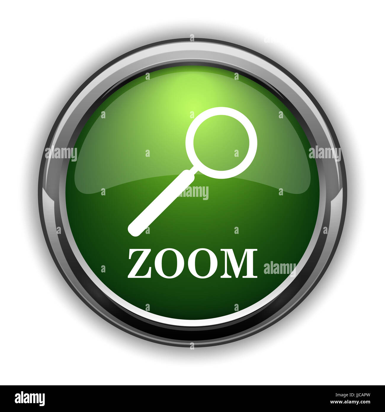 Zoom with loupe icon. Zoom with loupe website button on white ...