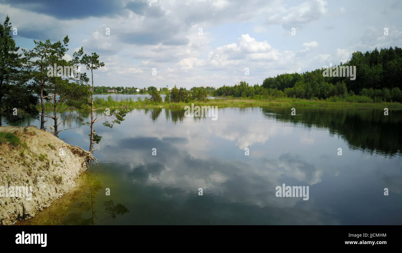 Sauriesi lake Aerial drone top view Latvia Stock Photo - Alamy