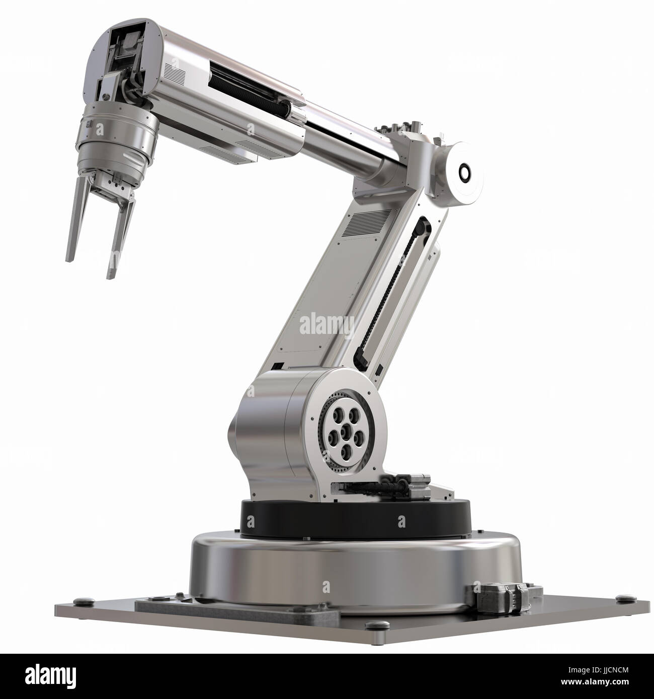 3d rendering metal robot arm on white background Stock Photo - Alamy