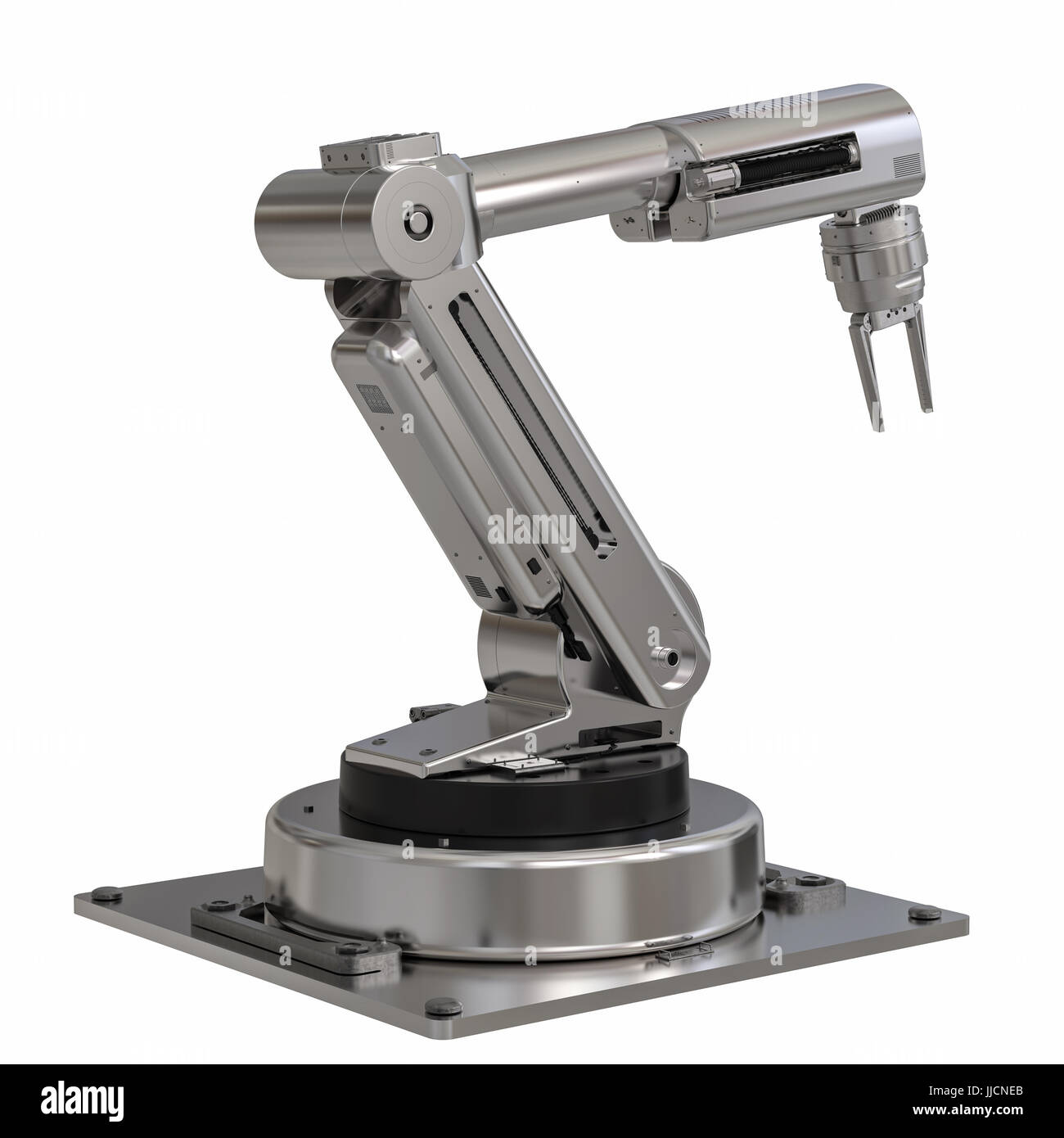 3d rendering metal robot arm on white background Stock Photo - Alamy