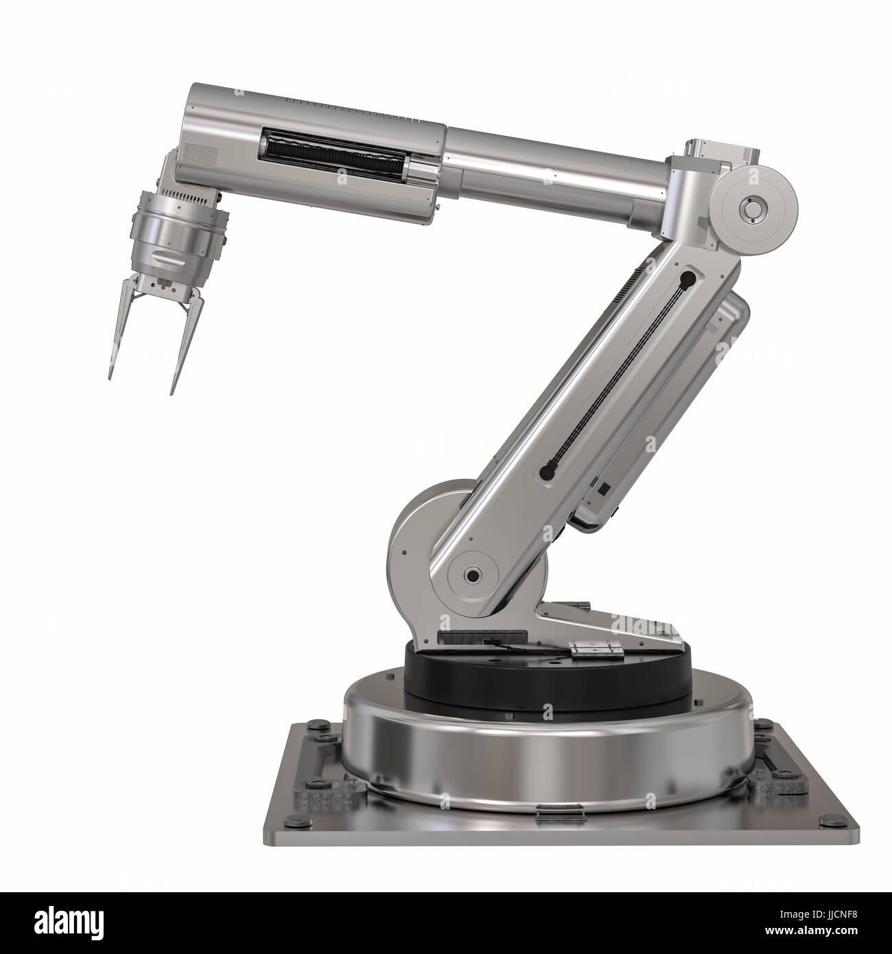 3d rendering metal robot arm on white background Stock Photo - Alamy
