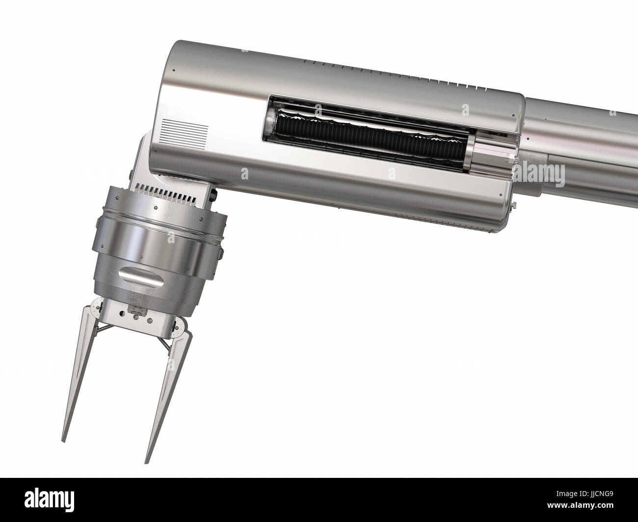3d rendering metal robot arm on white background Stock Photo - Alamy