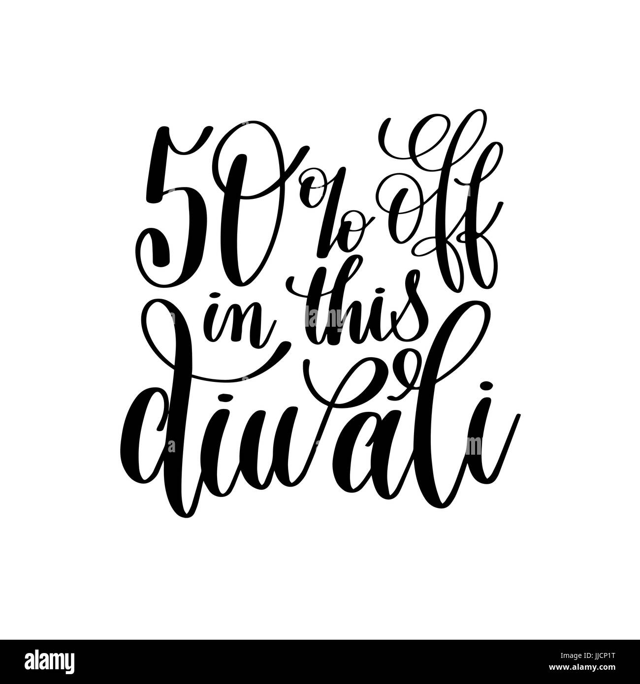 50% off in this diwali black calligraphy hand lettering text Stock ...