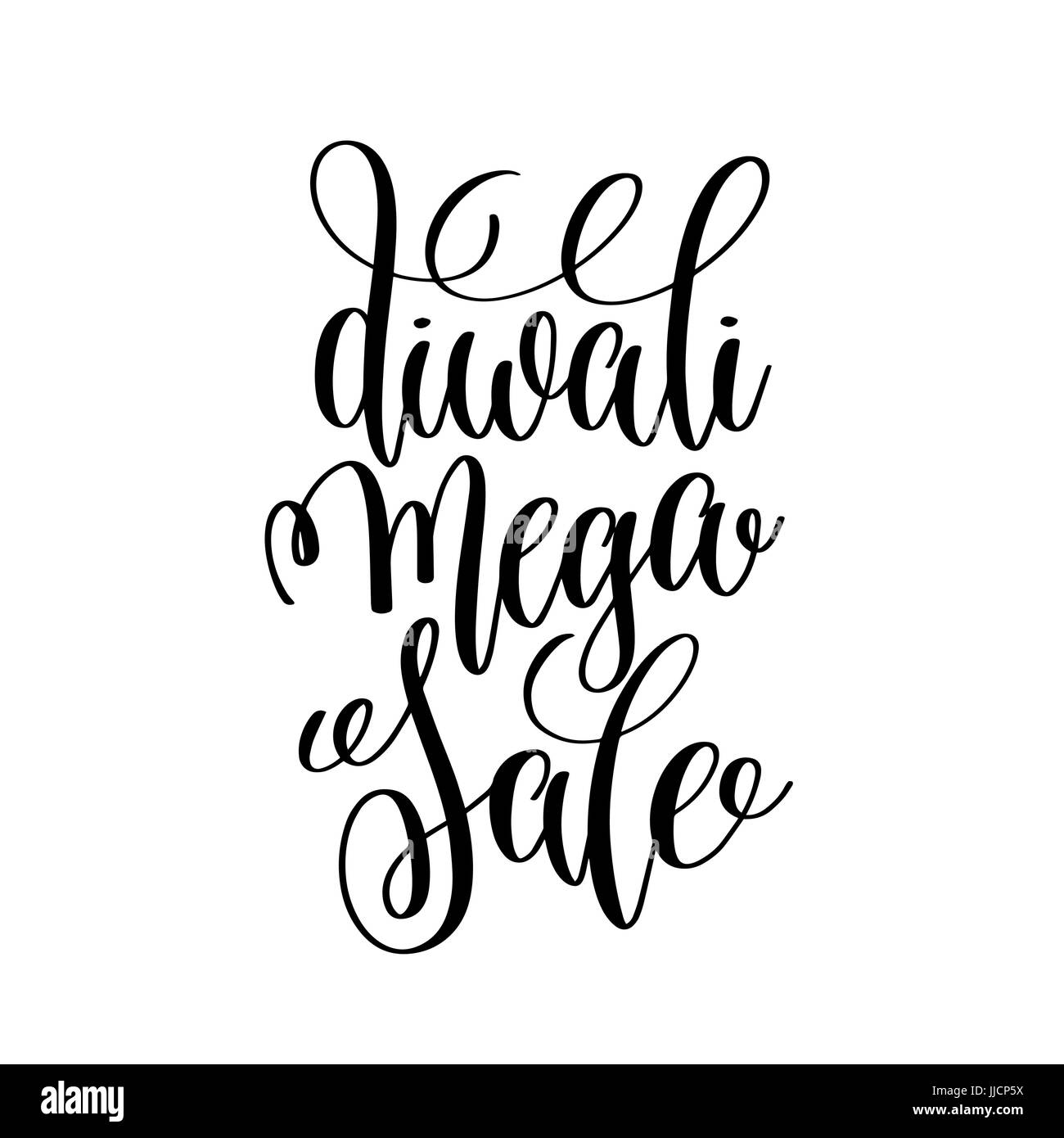 diwali mega sale black calligraphy hand lettering text Stock Vector ...
