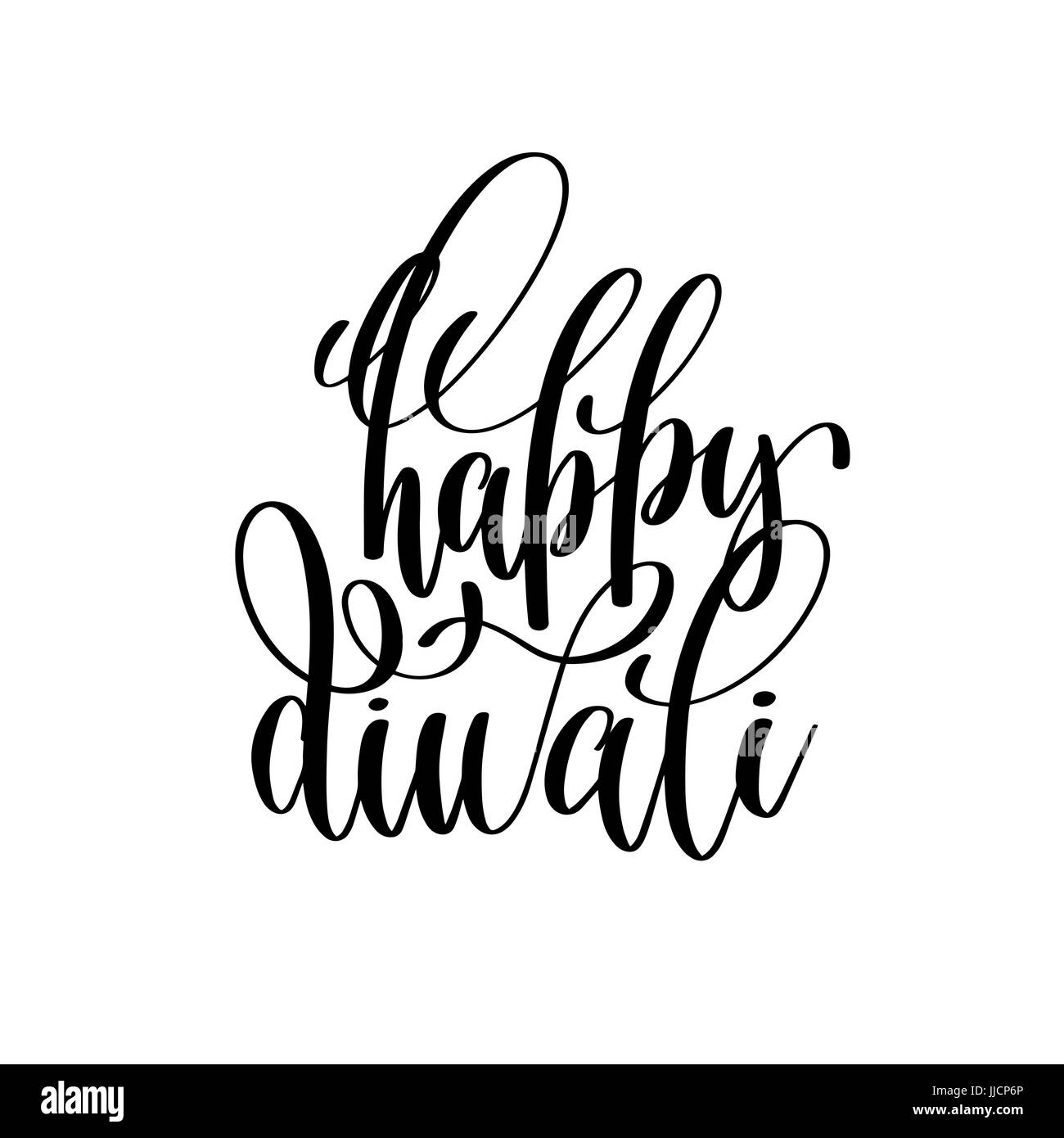 happy diwali black calligraphy hand lettering text Stock Vector Image ...