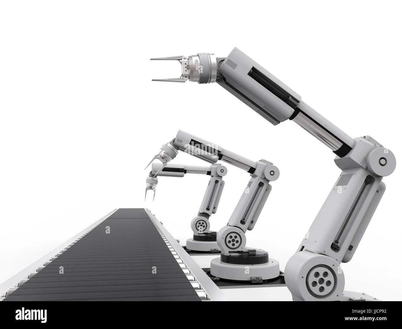 3d rendering robot arms with conveyor line Stock Photo - Alamy