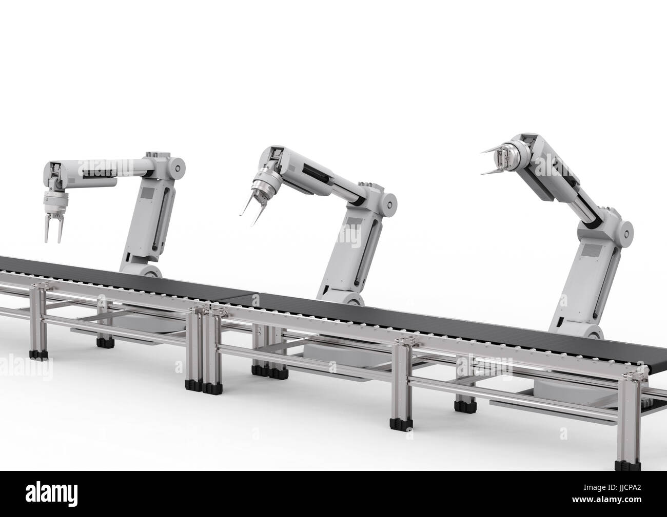 3d rendering robot arms with conveyor line Stock Photo - Alamy
