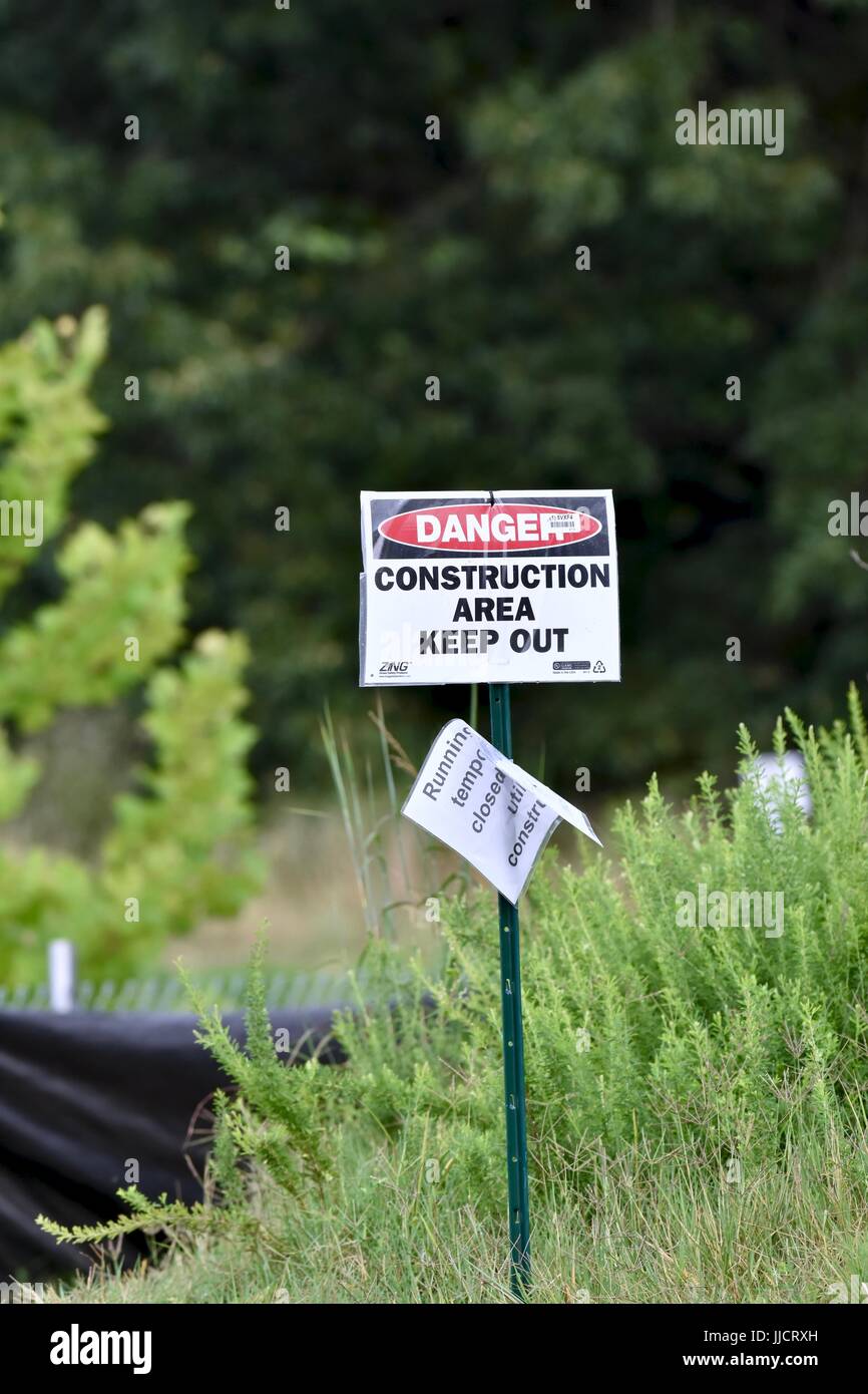 Danger, construction area, keep out sign Stock Photo - Alamy