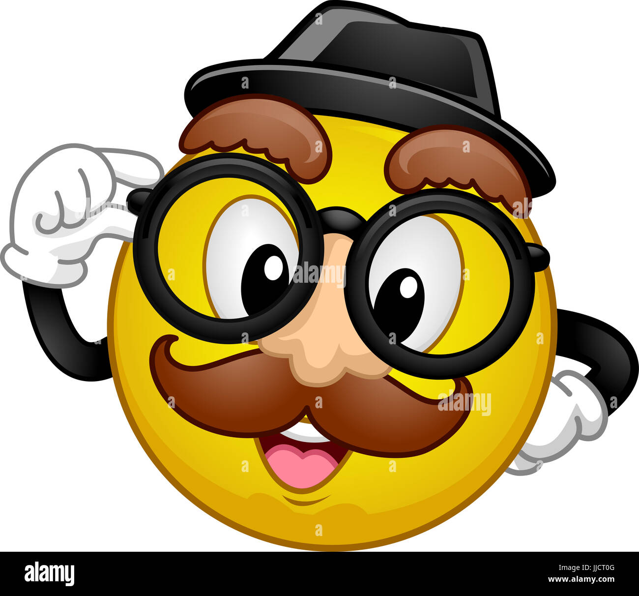 Mascot Illustration of a Happy Smiley in Disguise Wearing a Fedora Hat ...