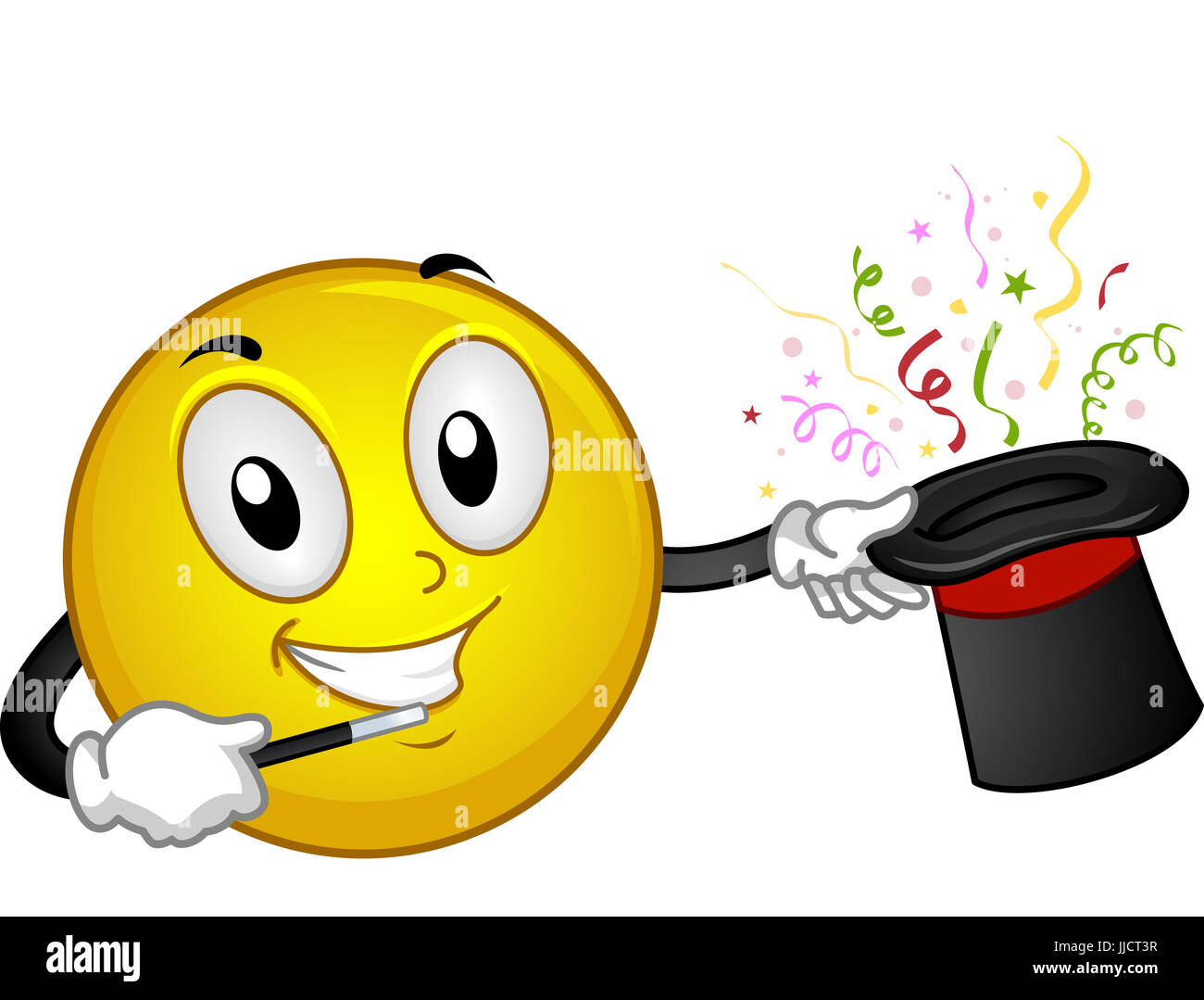 Mascot Illustration of a Happy Smiley Drawing Colorful Confetti Out of ...