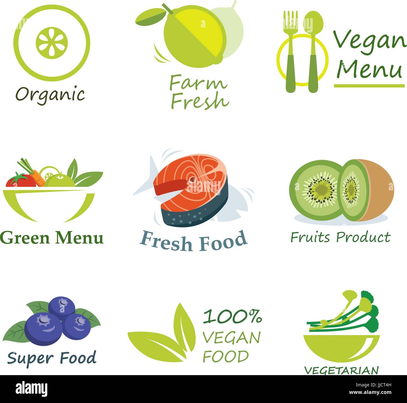 healthy organic food label flat design Stock Vector Image & Art - Alamy
