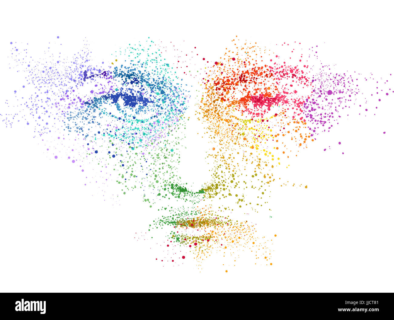 Pointism Illustration of a Human Face Stock Photo - Alamy