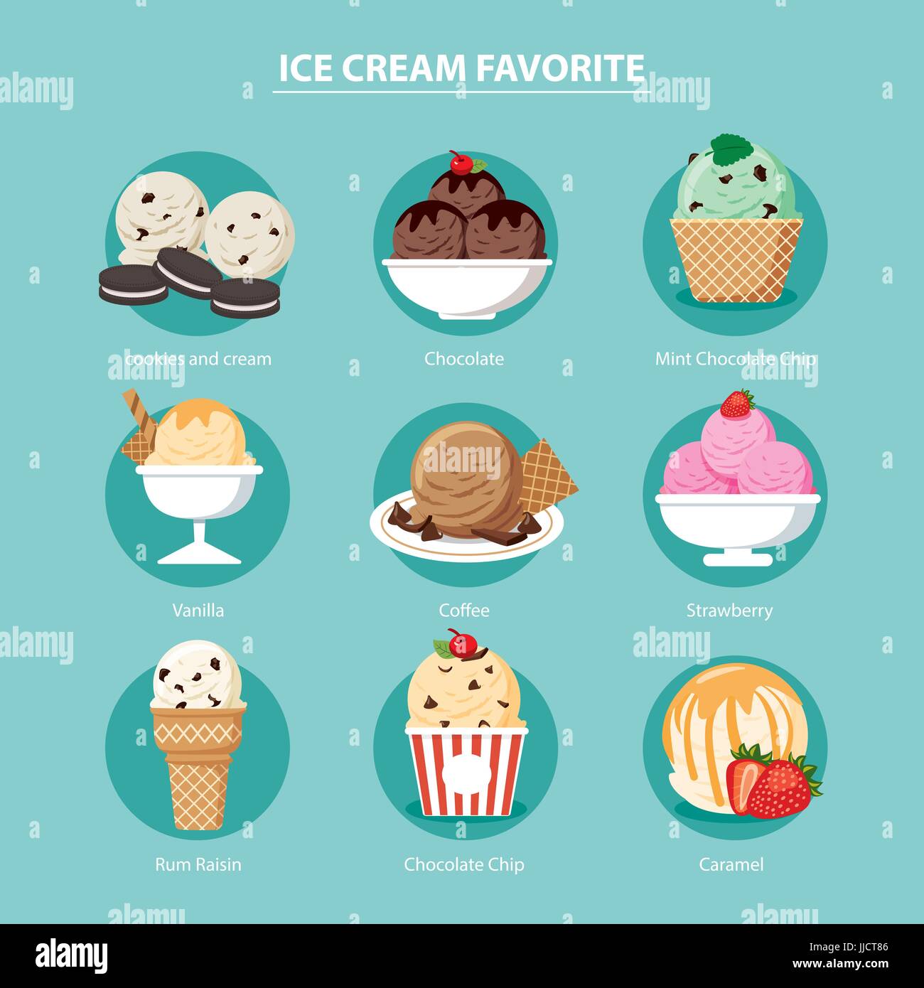 vector favorite of ice cream set flat design Stock Vector Image & Art ...