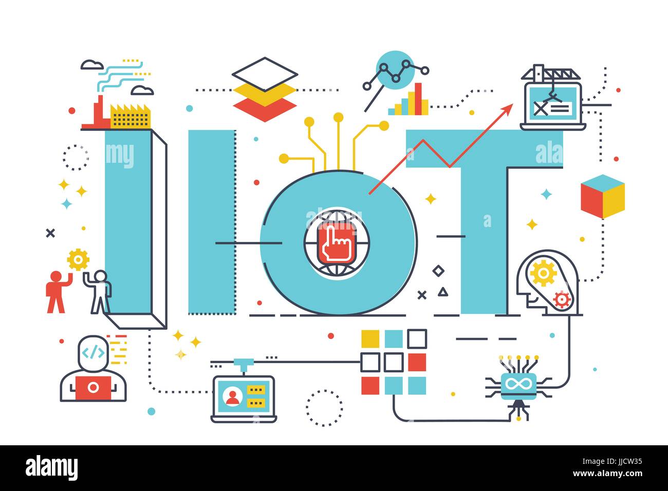 IIoT : industrial internet of things, word illustration for business ...