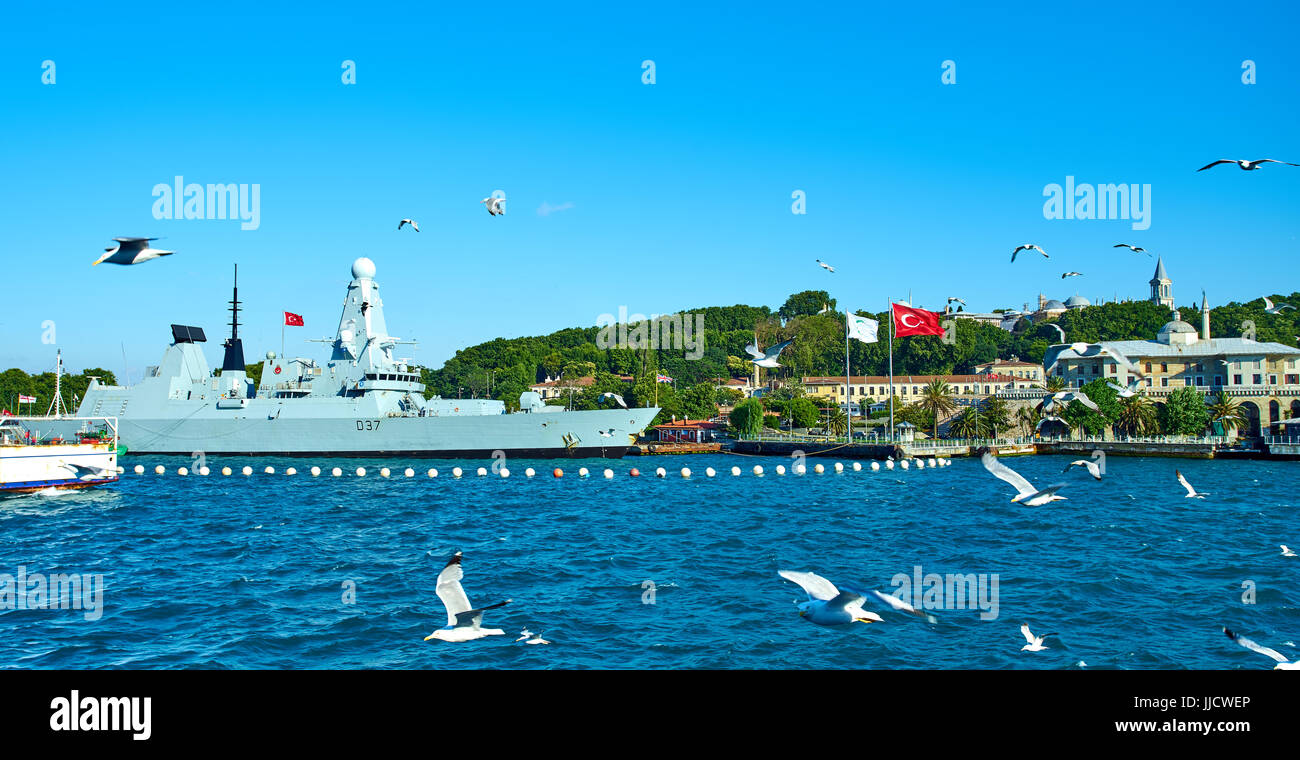 ISTANBUL, TURKEY -JULY 10 2017: Nato's ships arrive to Istanbul Stock ...