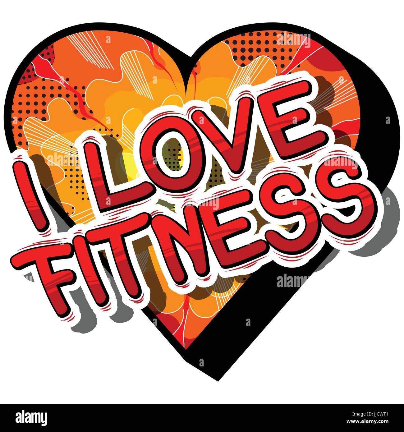 I Love Fitness - Comic book style phrase on abstract background Stock ...