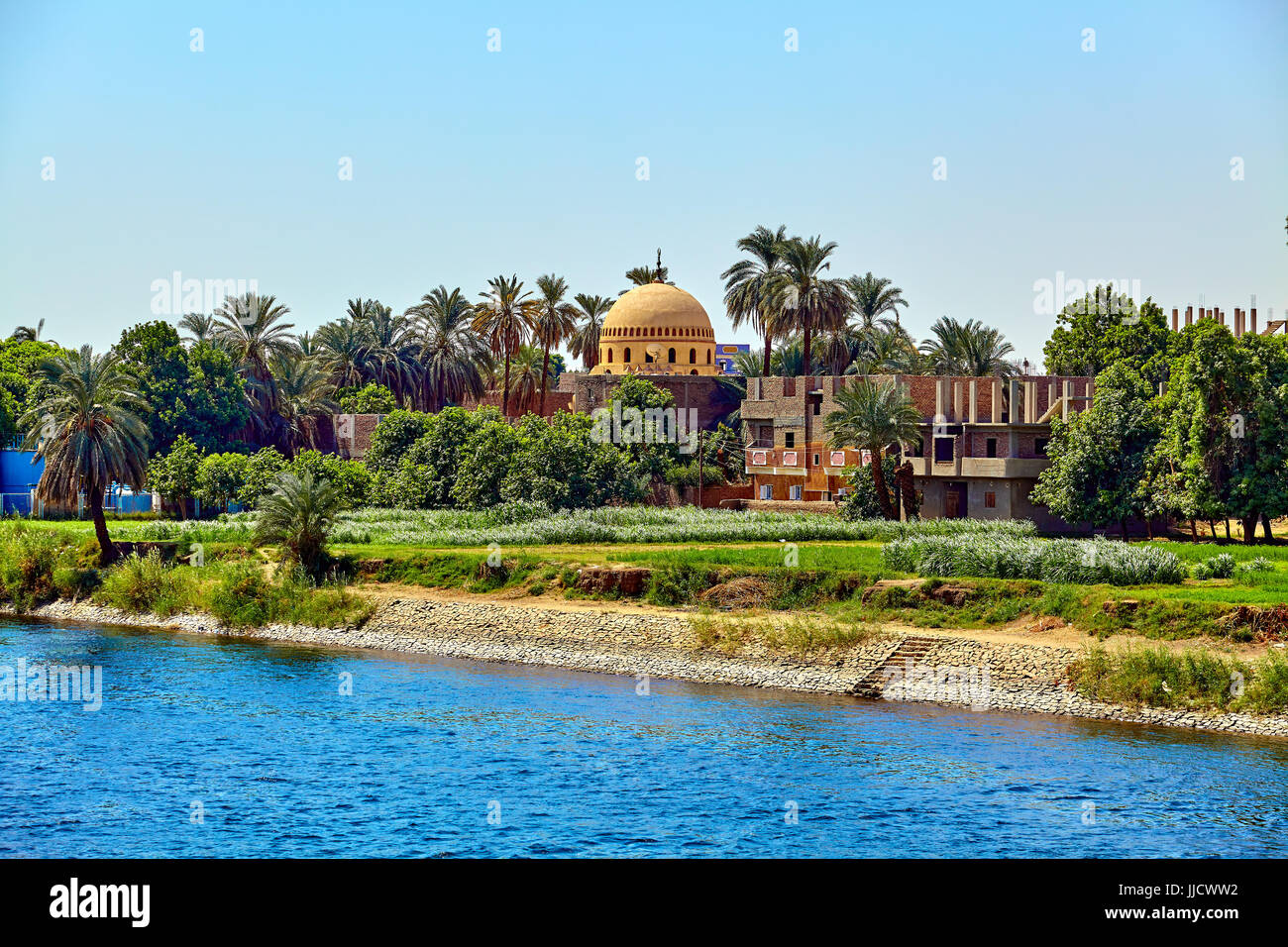 temple of the coastline of the Nile river Egypt Stock Photo - Alamy