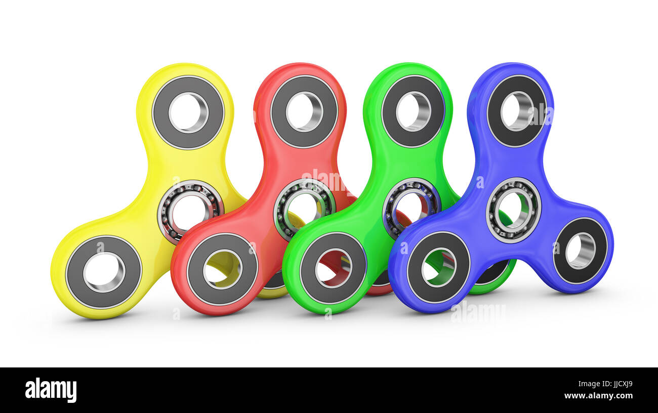 Spinners of different colors with ball bearings. 3d rendering Stock ...