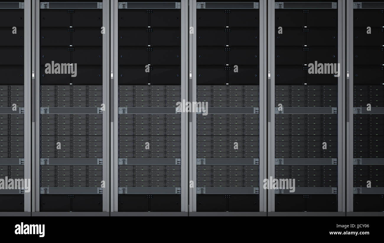 3d rendering server computer cluster or server racks Stock Photo - Alamy