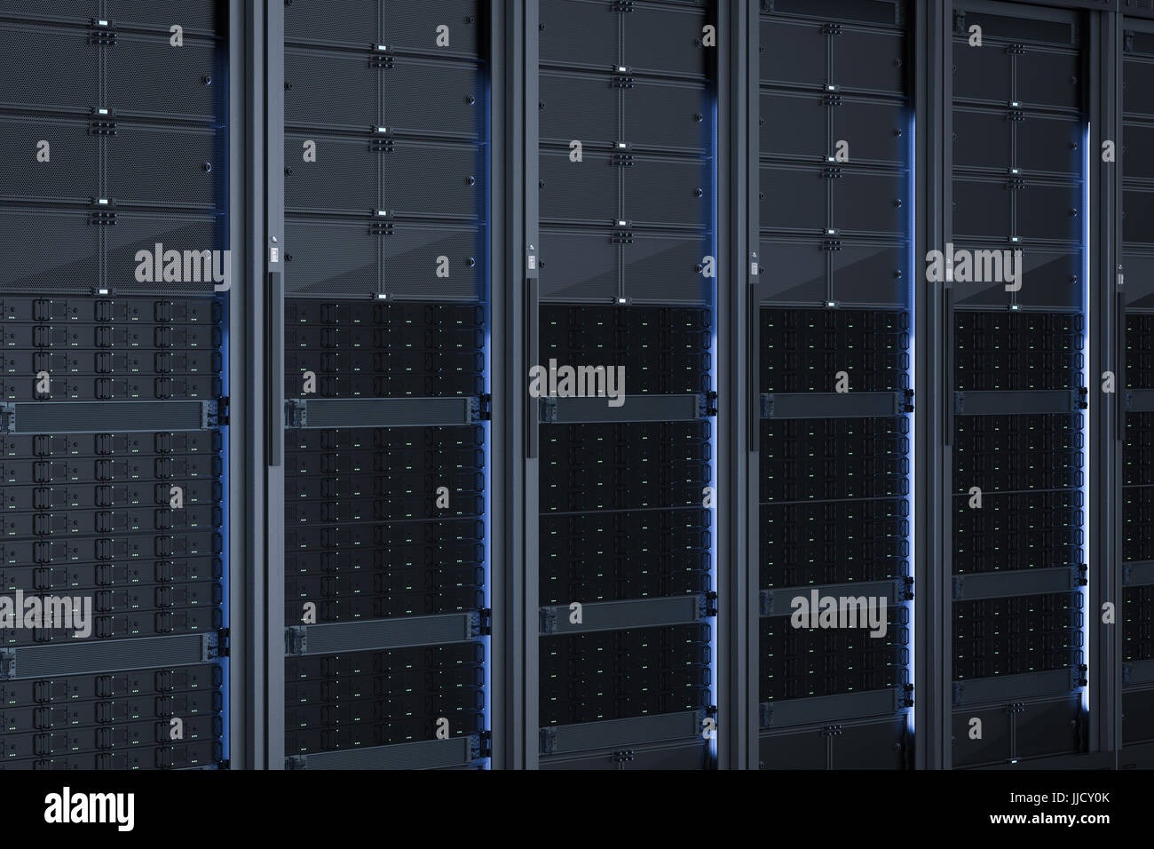 3d rendering server computer cluster or server racks Stock Photo - Alamy