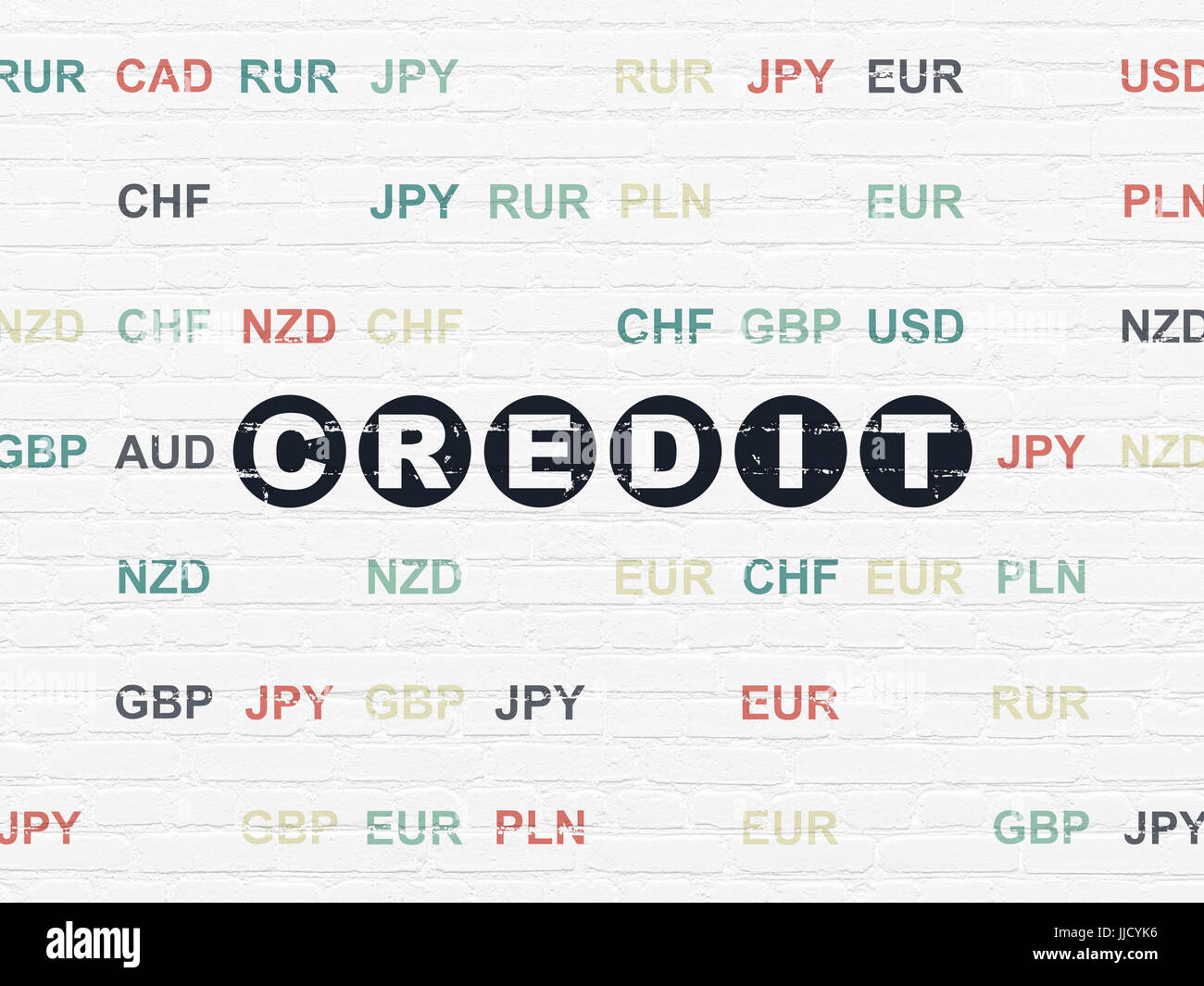 Finance concept: Credit on wall background Stock Photo - Alamy
