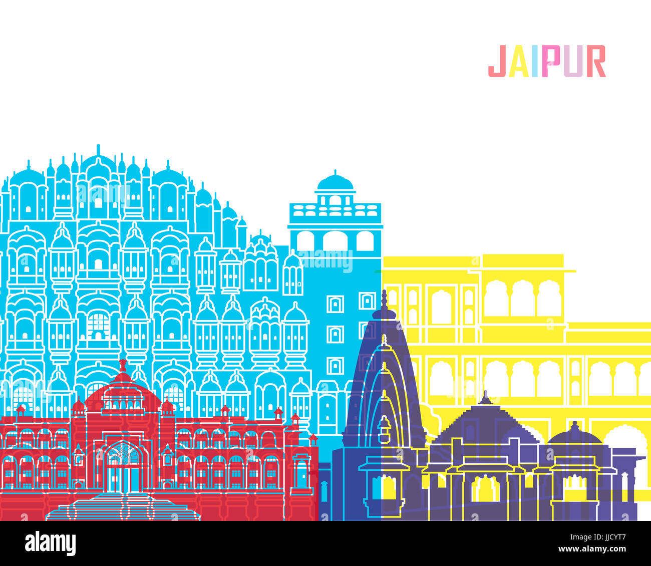 Jaipur skyline pop in editable vector file Stock Photo - Alamy