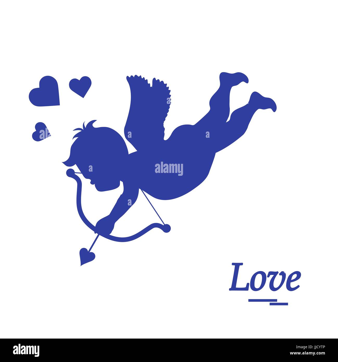 Cute vector illustration: cupid shoots a bow. Love symbol. Design for ...