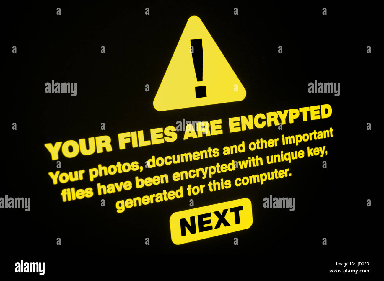 Ransomware - Close up of Your Files Are Encrypted on the Screen Stock ...